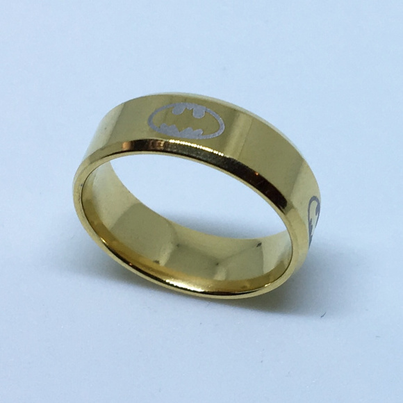 3 Royal Dazzy | Jewelry | Gold Batman Symbol On Stainless Steel Ring ...